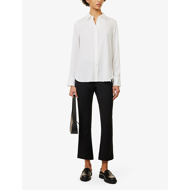 VINCE Vince Curved-Hem Silk-Blend Shirt